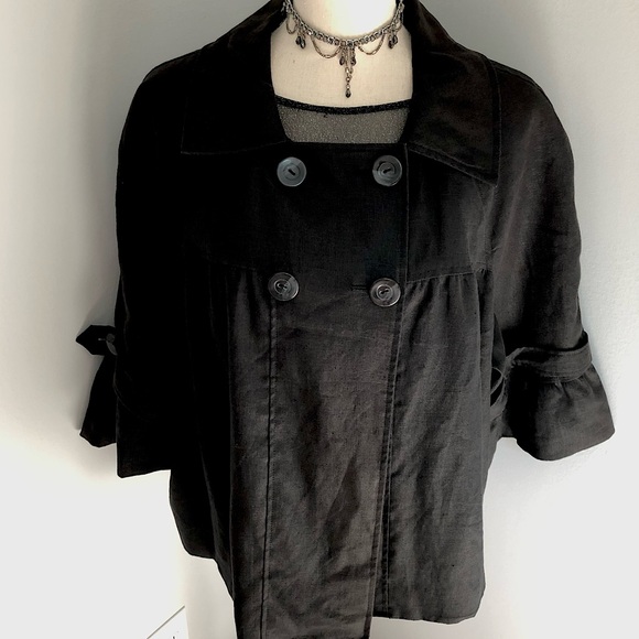 Sandro | Jackets & Coats | Nwt Sandro 0 Linen Lightweight Black Double ...